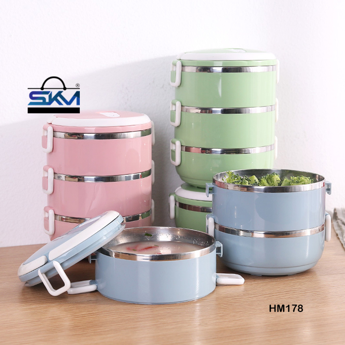 SKM Multilayer Thermal Stackable Lunch Box Containers 3 Tier Food ...