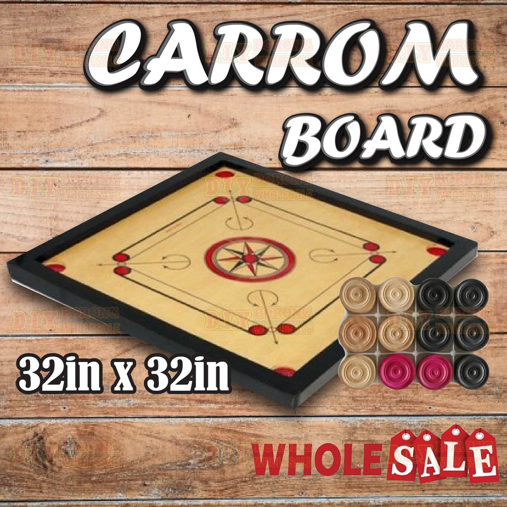 (Big) Wooden Carrom Board Striker Games Papan Karom With Checker/Papan ...