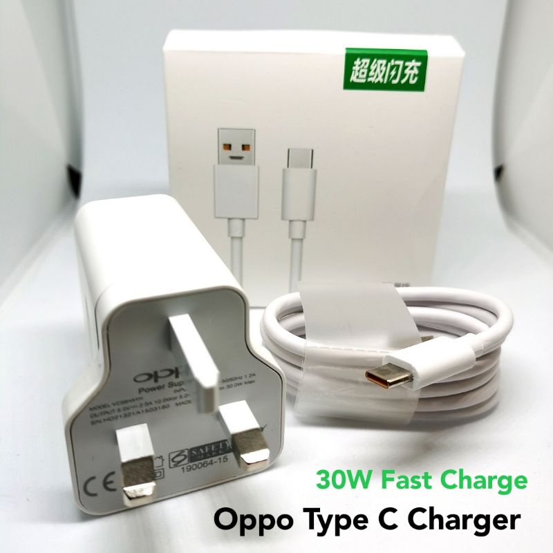Oppo Charger 30w SuperVOOC Fast Charging With Type C USB Cable For A77 ...
