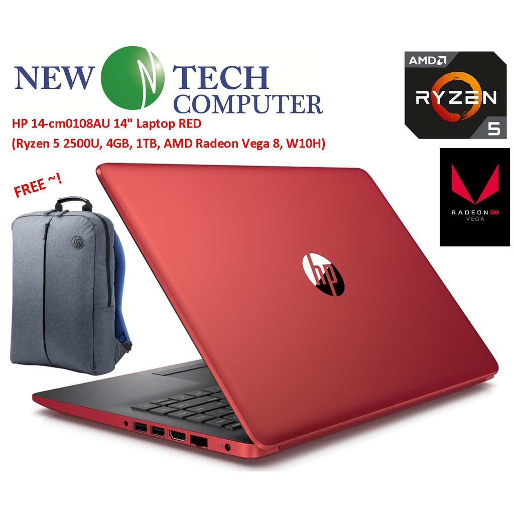 HP 14-CM0108AU RED/ 14-CM0107AU Laptop Notebook (Ryzen5 2500u, 4GB, 1TB ...