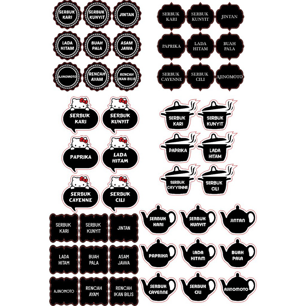 108PCS STICKER DAPUR MURAH/ LABEL DAPUR / READY STOCK BLACK STICKER ...