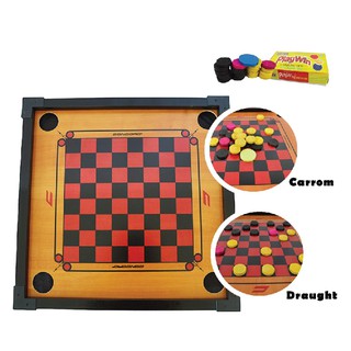 Wooden Carrom Board 2in1 Mini Draught Dam Haji Big Carrom Board Games ...