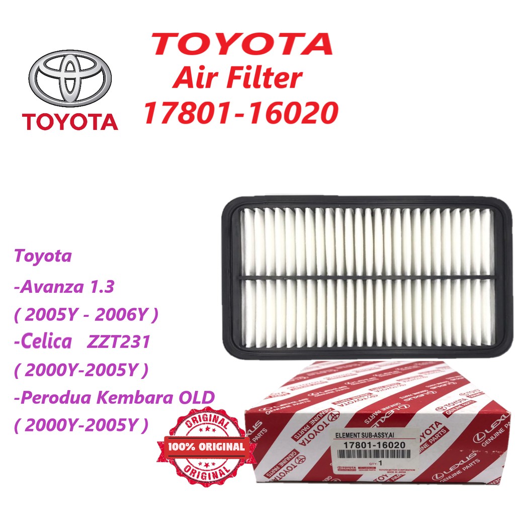 TOYOTA Air Filter 17801-16020-Toyota Avanza 1.3 F601 (2005-2006 ...