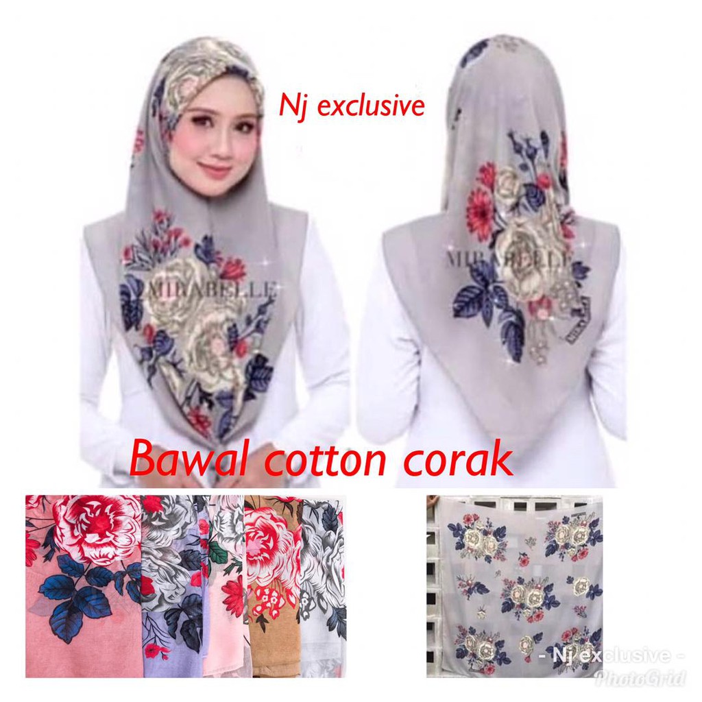 Tudung Bawal Cotton Printed Corak Exclusive BORONG | Shopee Malaysia