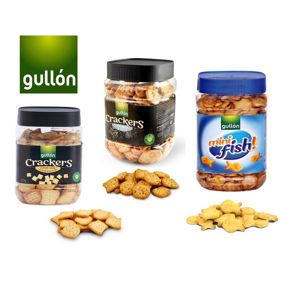 Gullon mini fish biscuits 350g/ crackers quinoa & chia 250g/ crackers ...