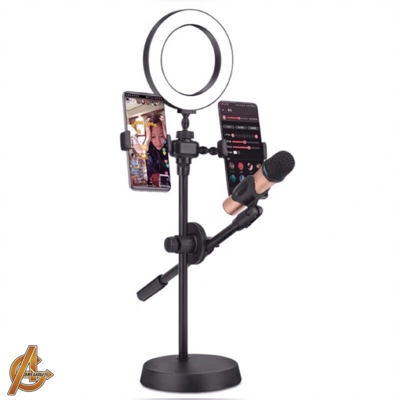 3 IN 1 PROFESIONAL HANDPHONE LIVE STAND WITH LIGHT 16CM LED LIGHT ...