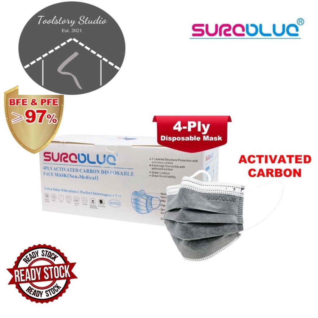 SureBlue 3 Ply Disposable Face Mask Ear Loop 3 Layers Green Color Mask ...