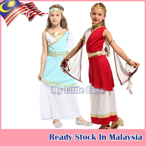 Greek Roman Princess Goddess Venus Athena Costume Kids Halloween Dress ...