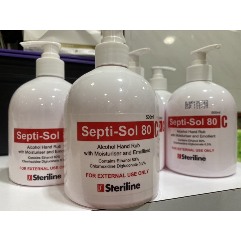 Steriline Septi Sol 80C alcohol hand sanitizer/rub with moisturiser and ...