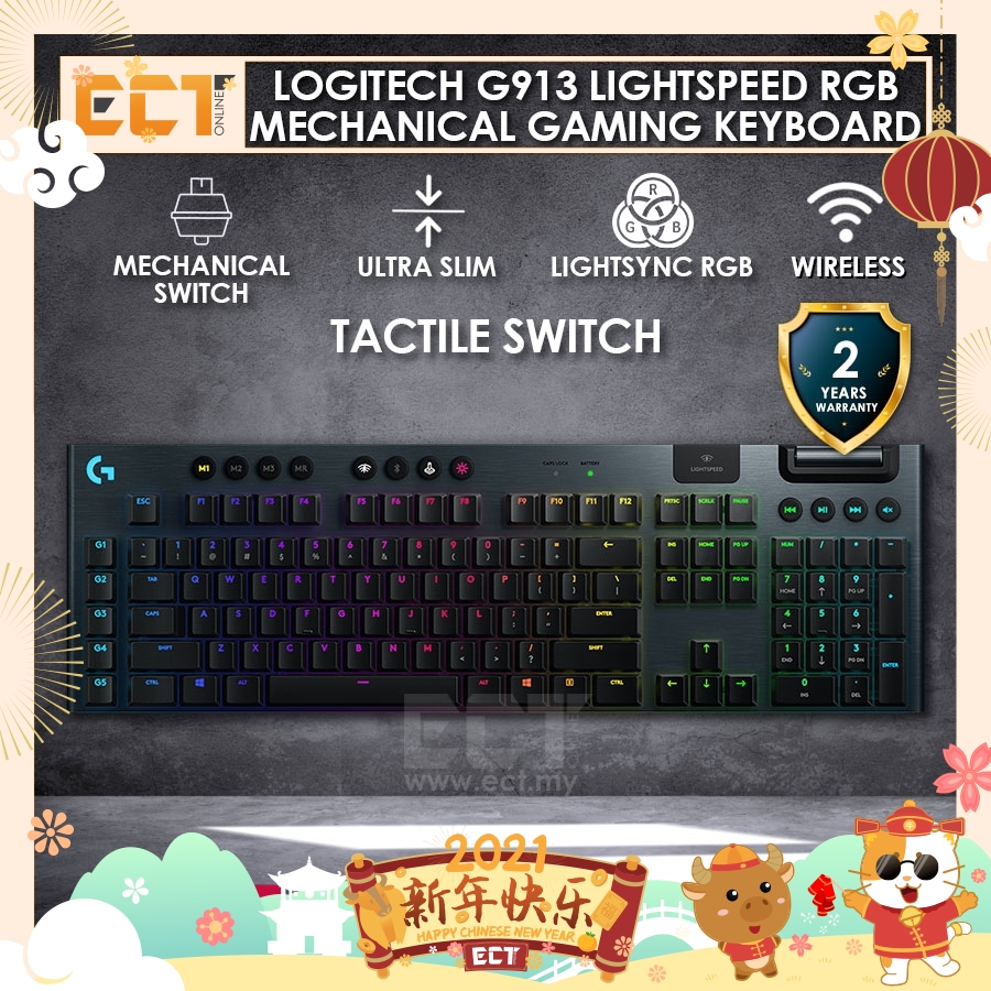Logitech G913 Lightspeed Ultrathin Wireless RGB Mechanical Gaming ...