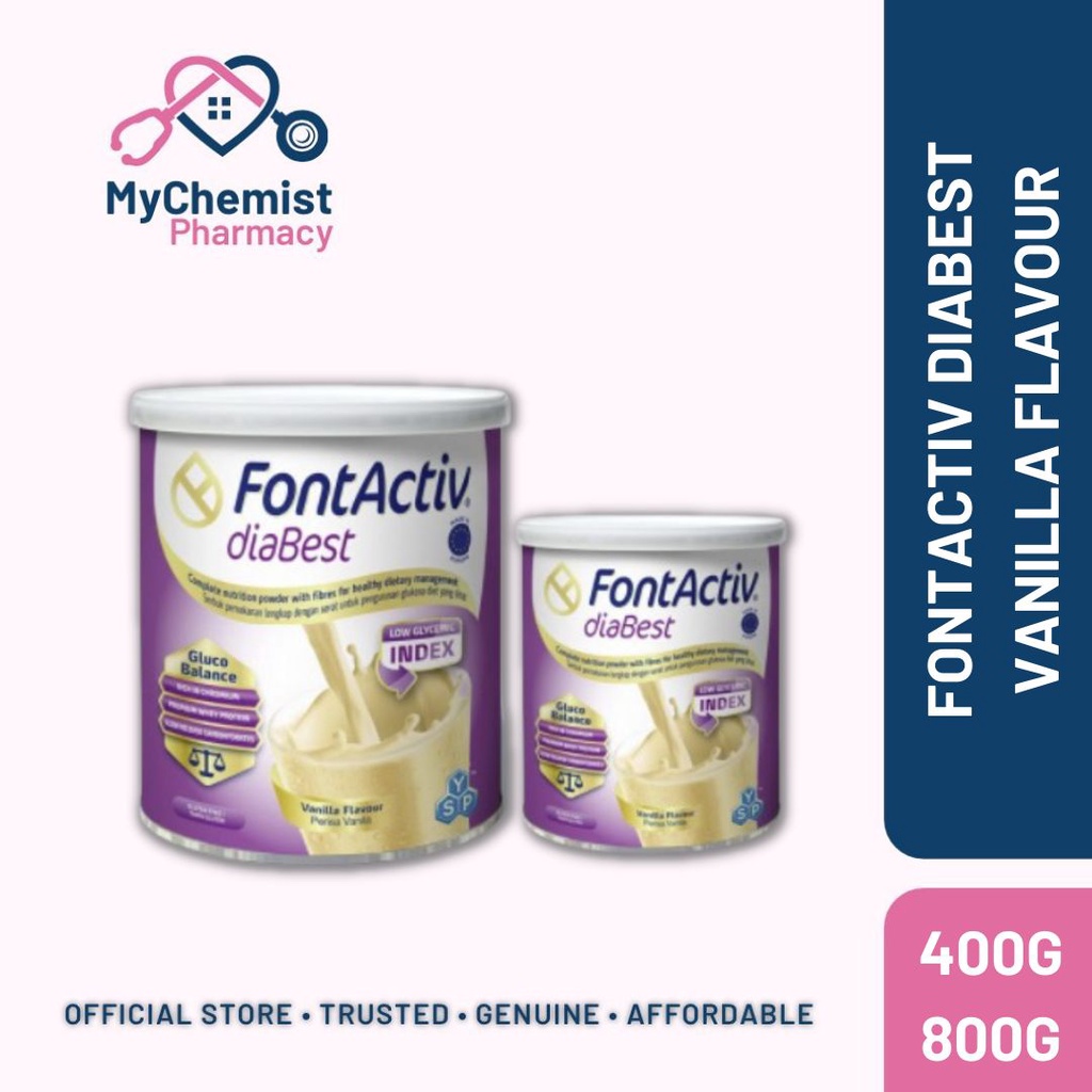 FontActiv Diabest for Diabetic Vanilla Flavour 400g & 800g | Shopee ...