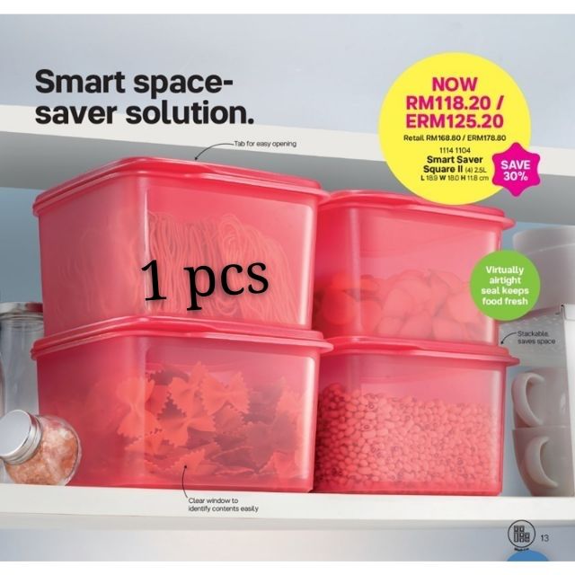 Tupperware smart Saver Square II (1) 2.5L | Shopee Malaysia