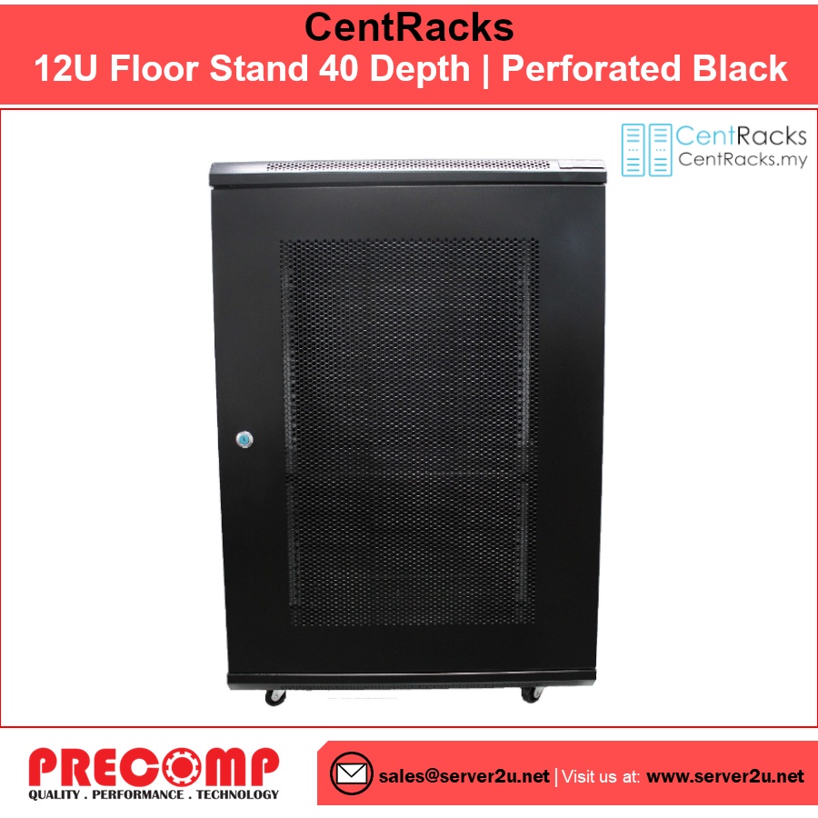 CentRacks 12U (40cm x 60cm x 53cm) Perforated Floor Stand Server Rack (CM12UW400F/CM12UB400F ...