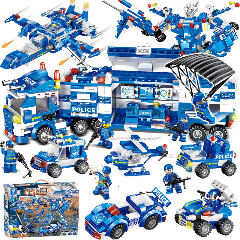 Compatible Lego City Police SWAT Truck Building Blocks Ship Helicopter ...