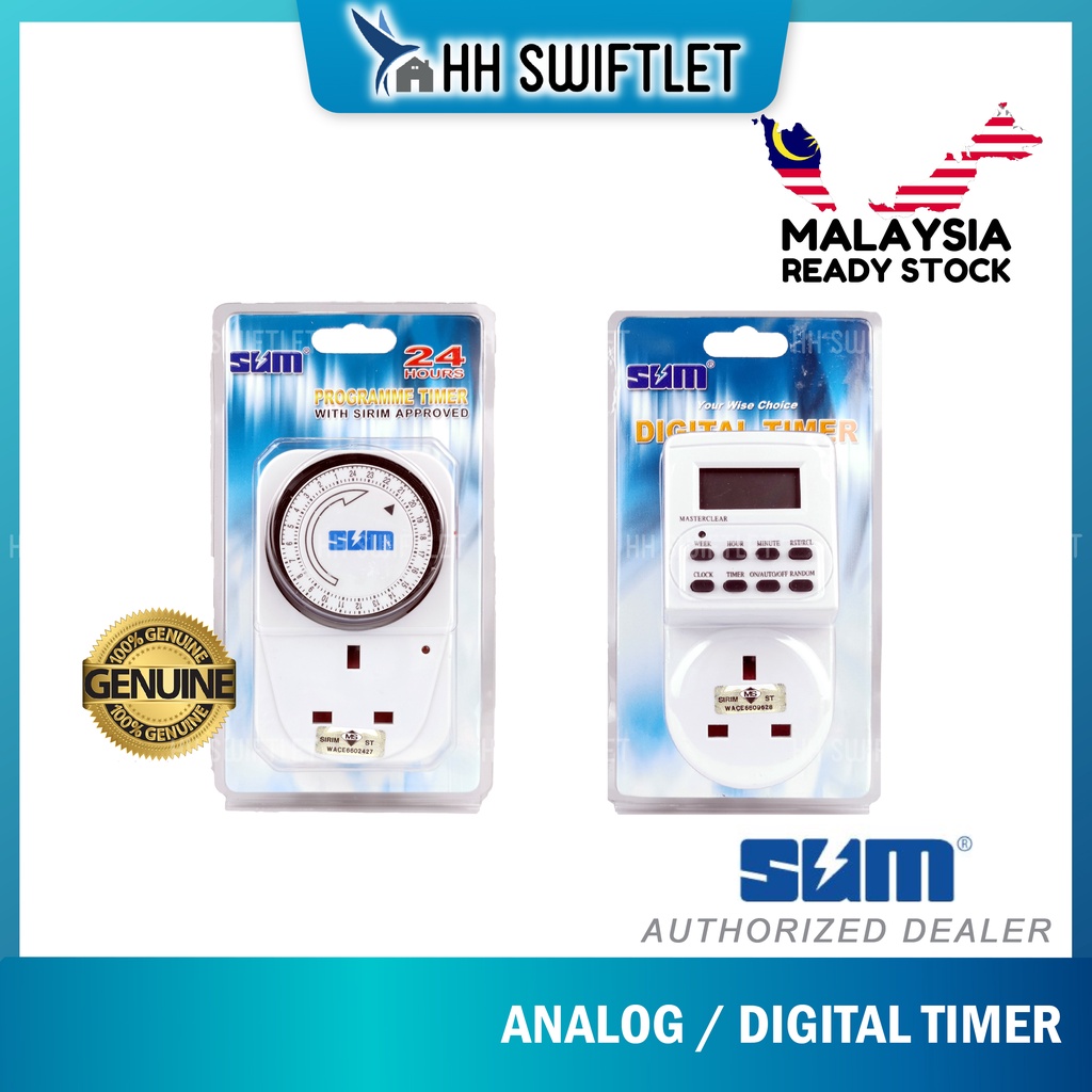 SUM 3 Pin Plug-in Digital/Analog Timer 24 Hours with SIRIM Certified ...