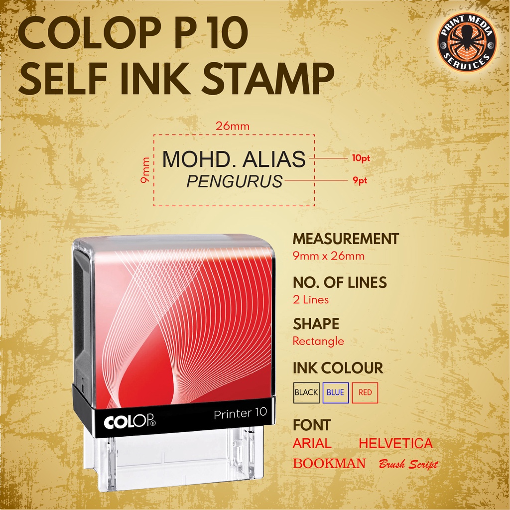 RUBBER STAMP COLOP P10 SELF INK STAMP COP GETAH | Shopee Malaysia