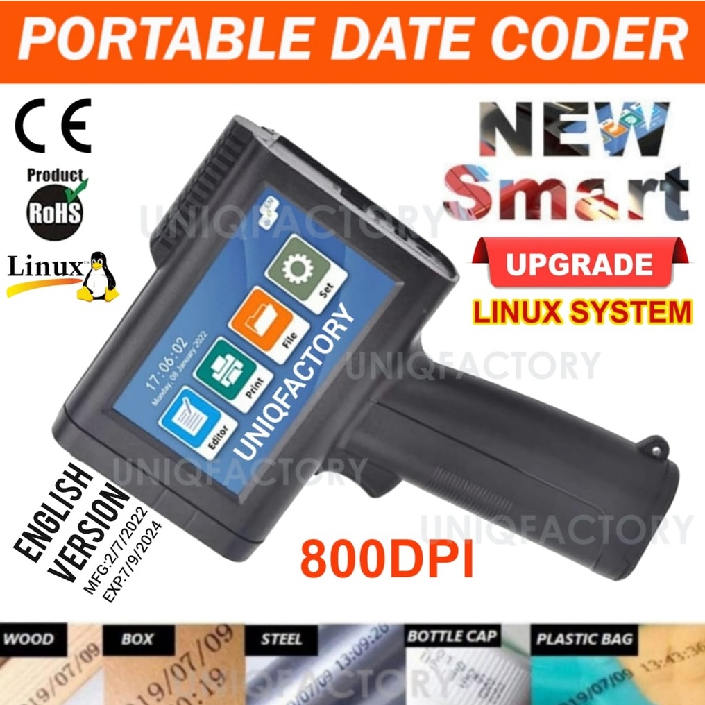 (ORI) LINUX Handheld Date Inkjet Printer Automatic Expiry Coder Expired Coding QR Bottle Bag ...