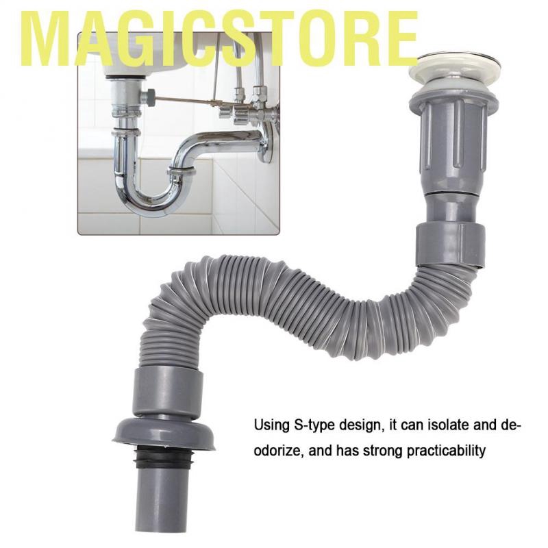 Magicstore Bathroom Universal Wash Basin Sink Drain Pipe S-Tube Down ...