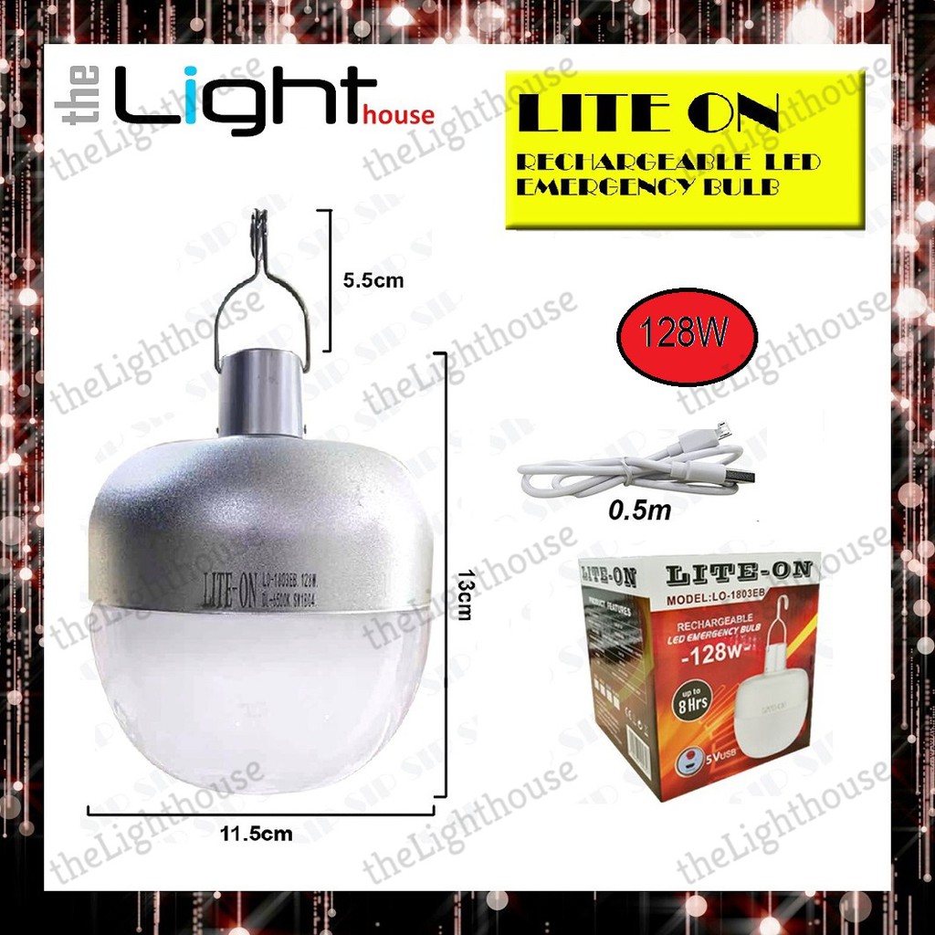 LITE-ON 128W RECHARGEABLE LED EMERGENCY BULB / LAMPU PASAR MALAM ...