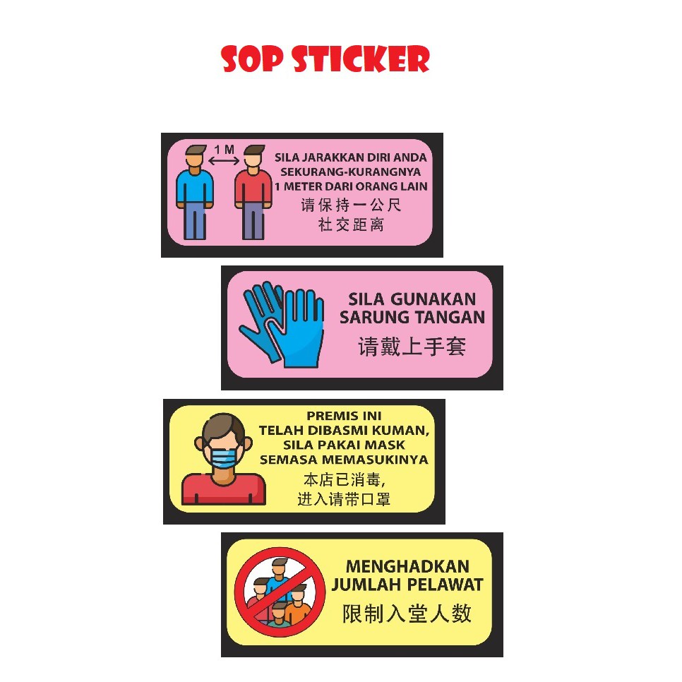 [8 in 1] COVID-19 SOP Sticker | Shopee Malaysia