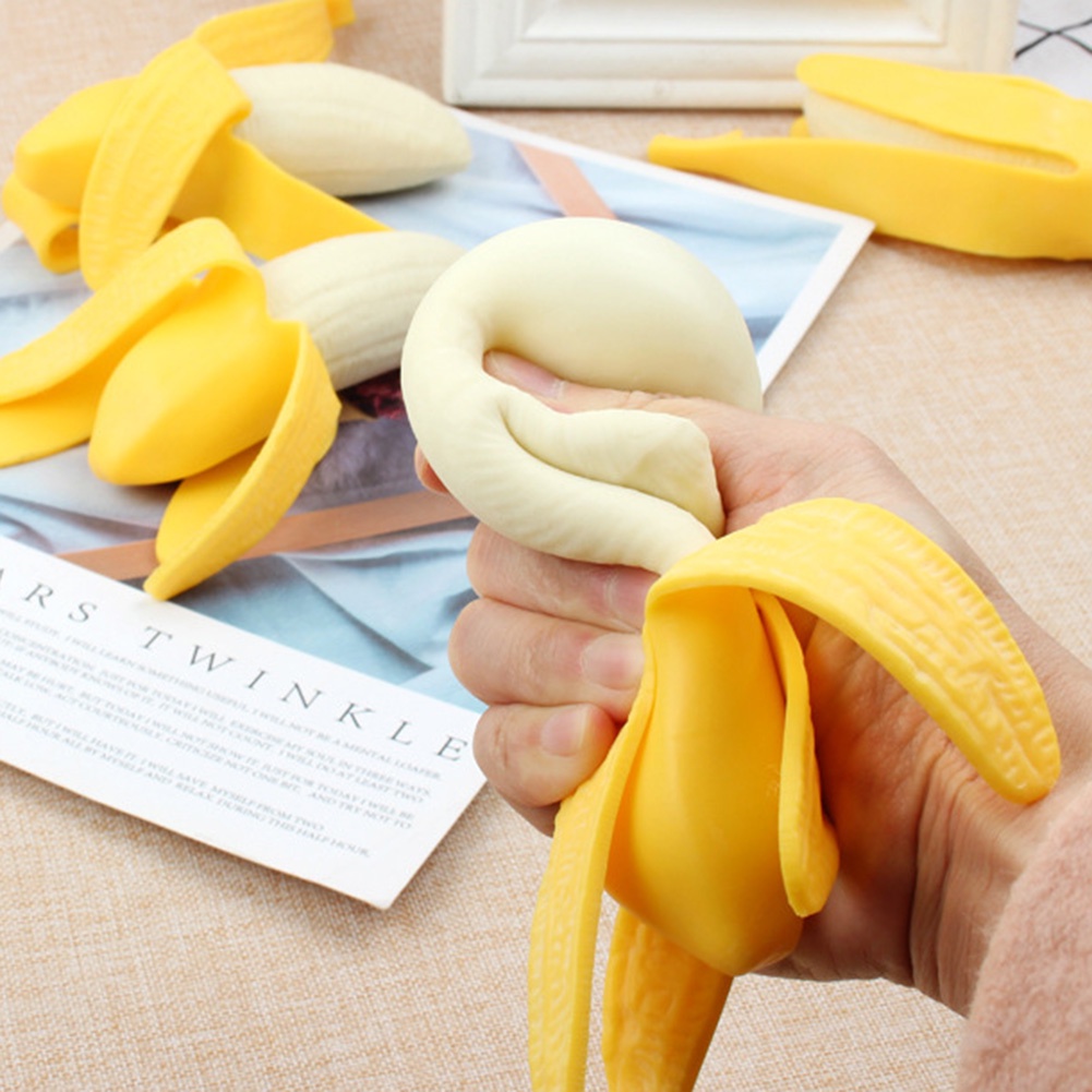 Banana Bead Stress Ball Toys Squeeze Soft Fruit Shape Sensory