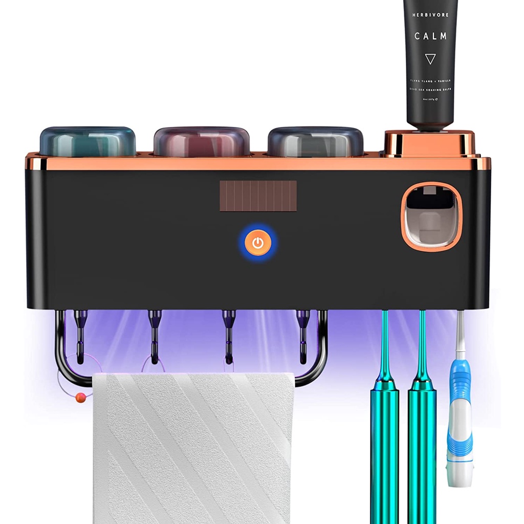 Toothbrush Holder Sanitizer for Bathroom Wall Mounted, Solar Charging ...