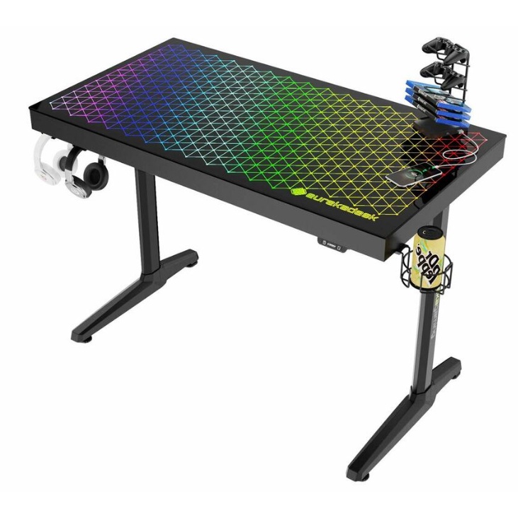 Rgb Gaming Desk With Tempered Glass Table Top And Music Effects Shopee Malaysia