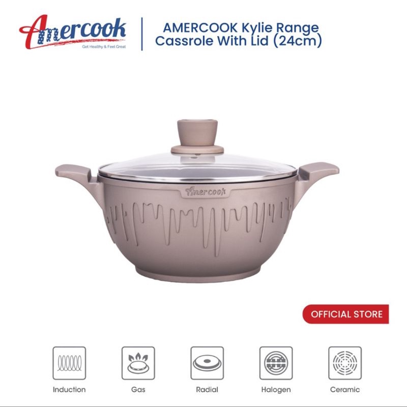 Amercook Casserole Pot with Lid 24cm (model SYB-K127CAK-0524) | Shopee Malaysia