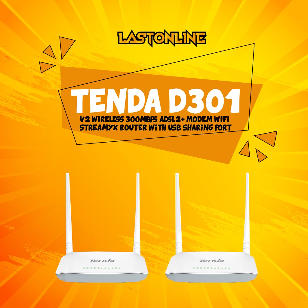 Tenda D301 V2 Wireless 300mbps ADSL2+ Modem WiFi Streamyx Router with ...