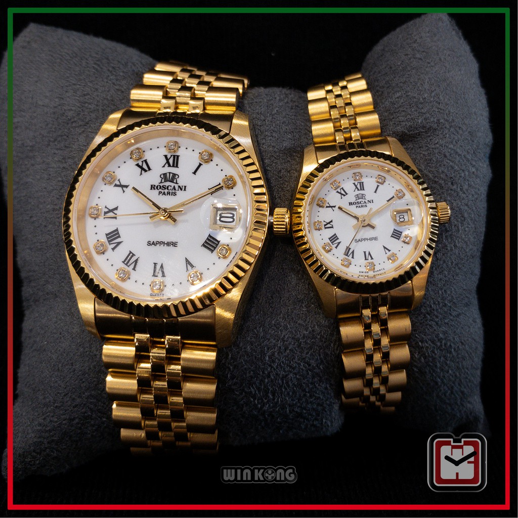 ROSCANI PARIS Couple Watch 497+398(23K GOLD PLATED) | Shopee Malaysia
