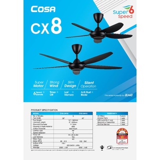 Alpha COSA CX8 Ceiling Fan (40"/ 56") 6 Speed Remote Control COSA ...