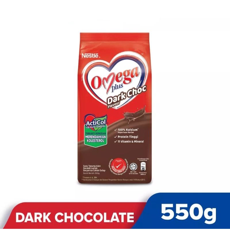Nestle Omega Plus Dark Chocolate Milk Powder 550g Shopee Malaysia