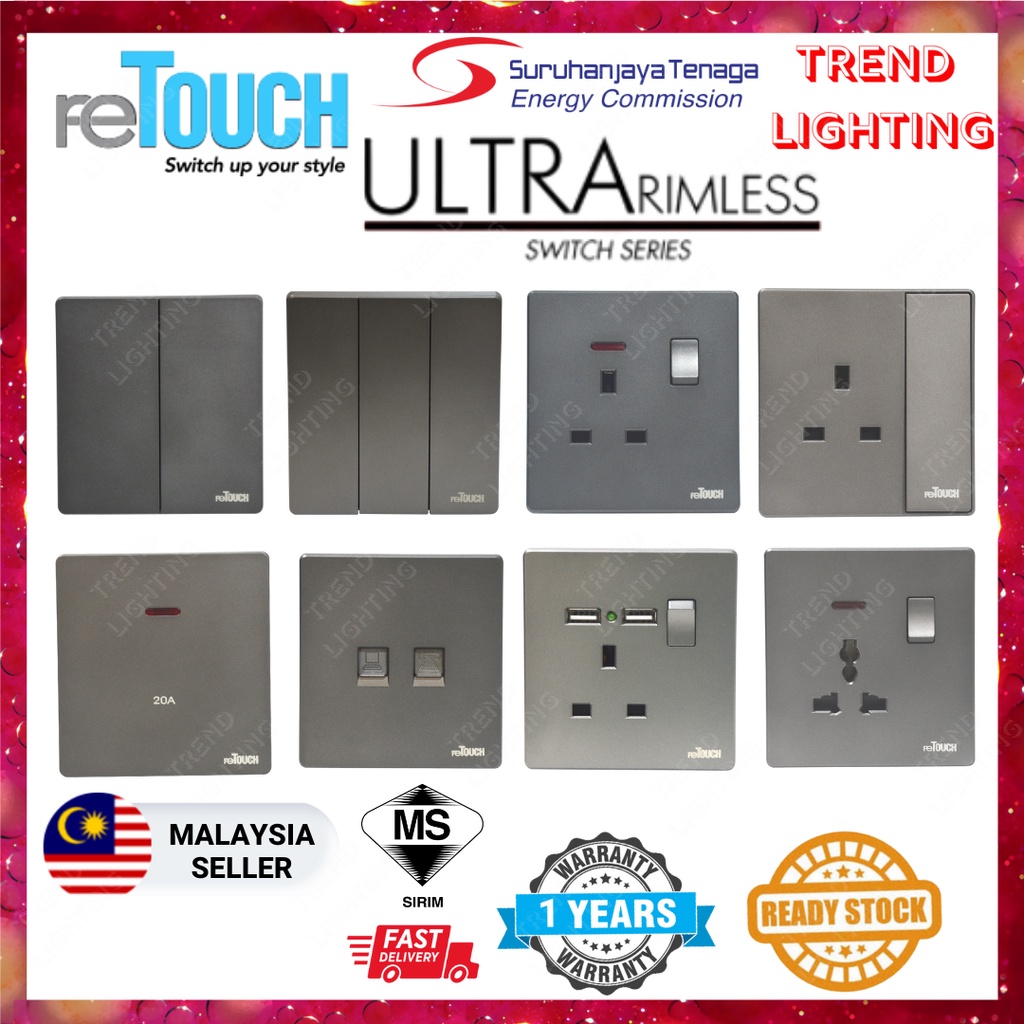 SIRIM Retouch Ultra Rimless Socket and Wall Switch Slim Modern Switch ...