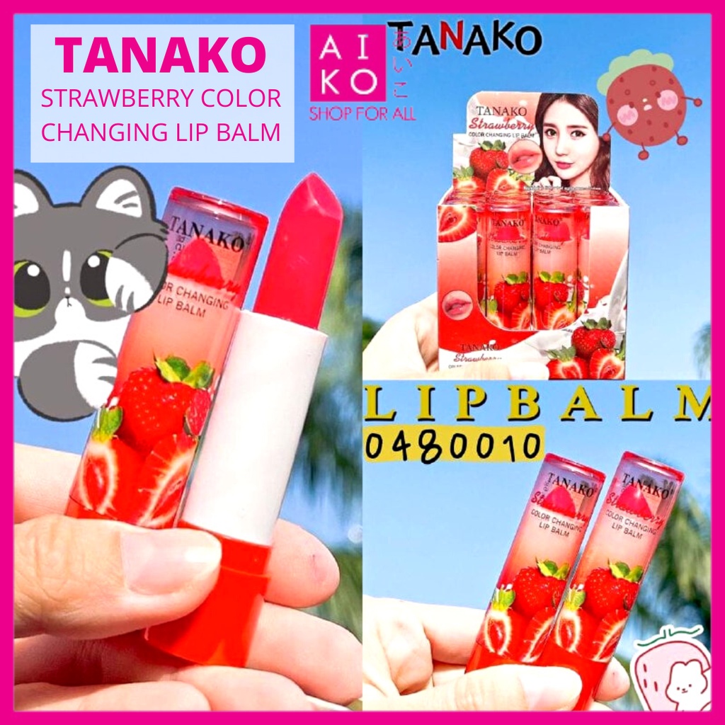 (AIKO) TANAKO STRAWBERRY COLOR CHANGING LIP BALM (0480) | Shopee Malaysia