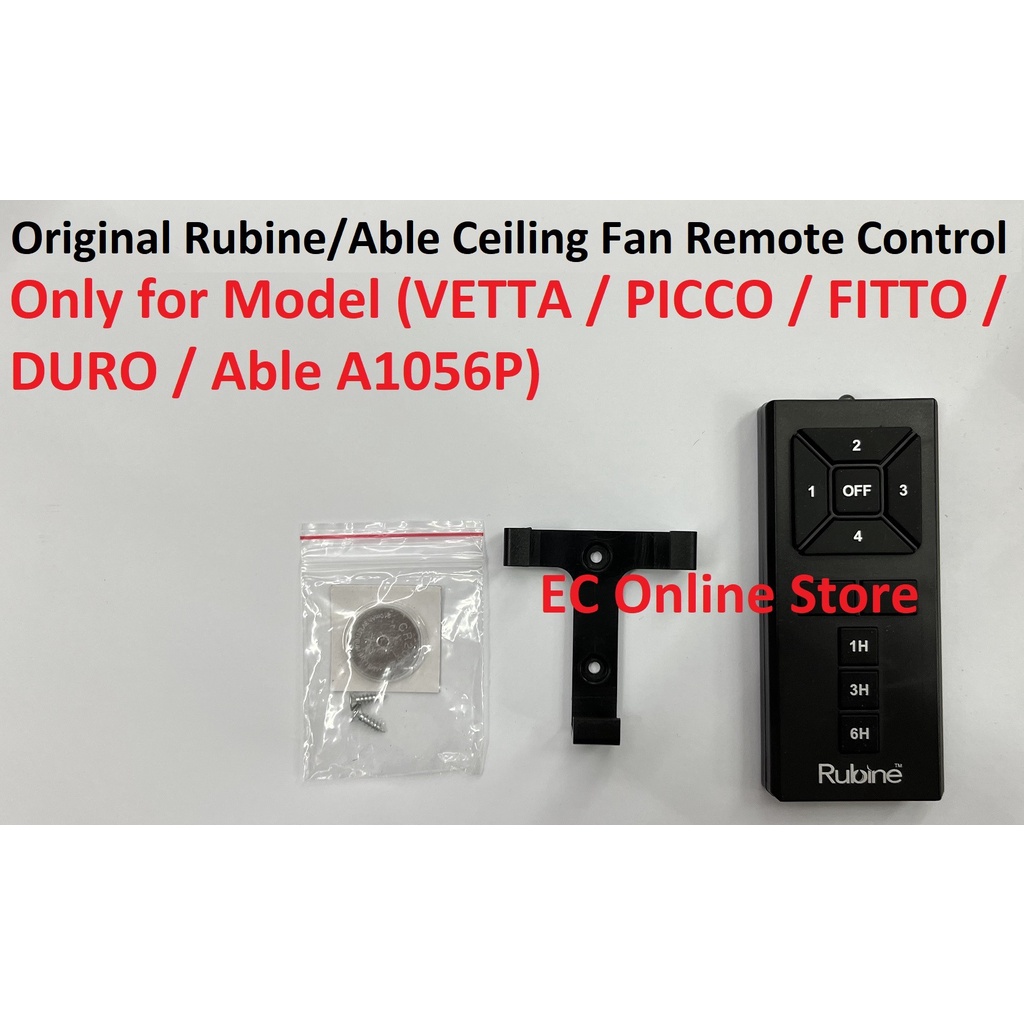 Original Rubine/Able Ceiling Fan Remote Control (ONLY for Model VETTA ...