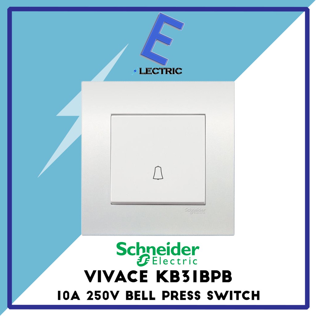 Schneider Vivace KB31BPB 10A 250V 1 Gang Bell Press Switch with Bell ...