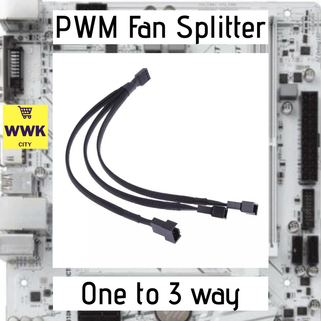 4 Pin PWM Fan Splitter One-to-Three Way Cable PC CPU & Case Fans PWM ...