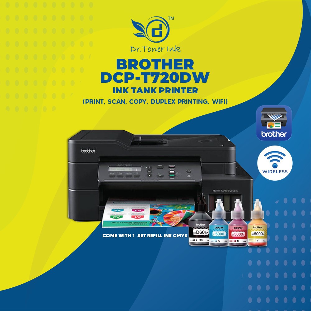 Brother DCP-T720DW Ink Tank Printer- Print, Scan, Copy, Duplex Printing, Wireless Printer T720 ...