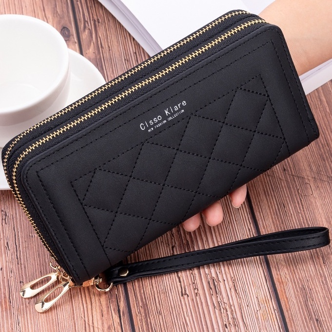 【Best】Wallet Woman Double Zipper Long Wallet Fashion Classic Purse Lady ...