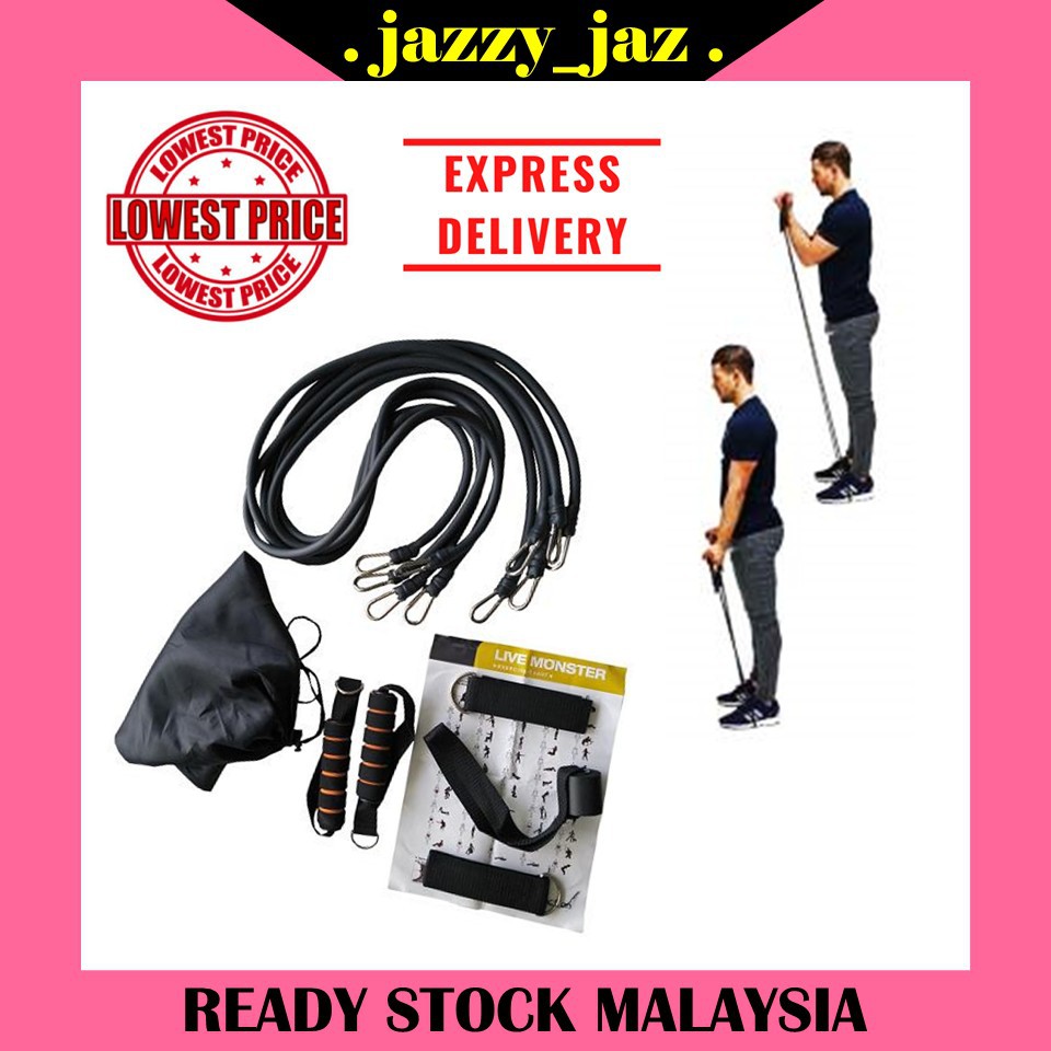 Resistance Band Muscle Rope Black Edition (11 Pcs ) | Shopee Malaysia
