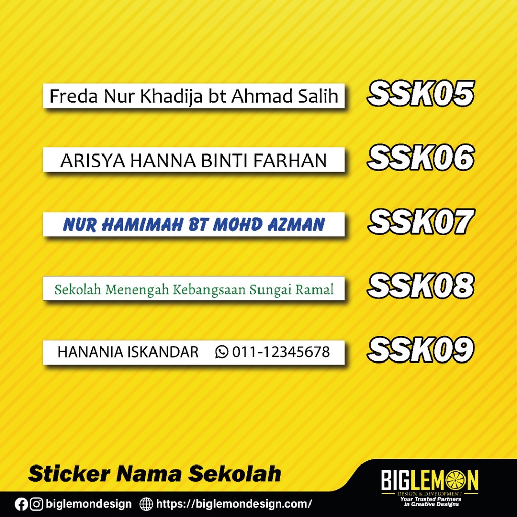 Sticker Nama Sekolah/Sticker Buku Sekolah/Sticker Pelajar/Sticker Nama ...