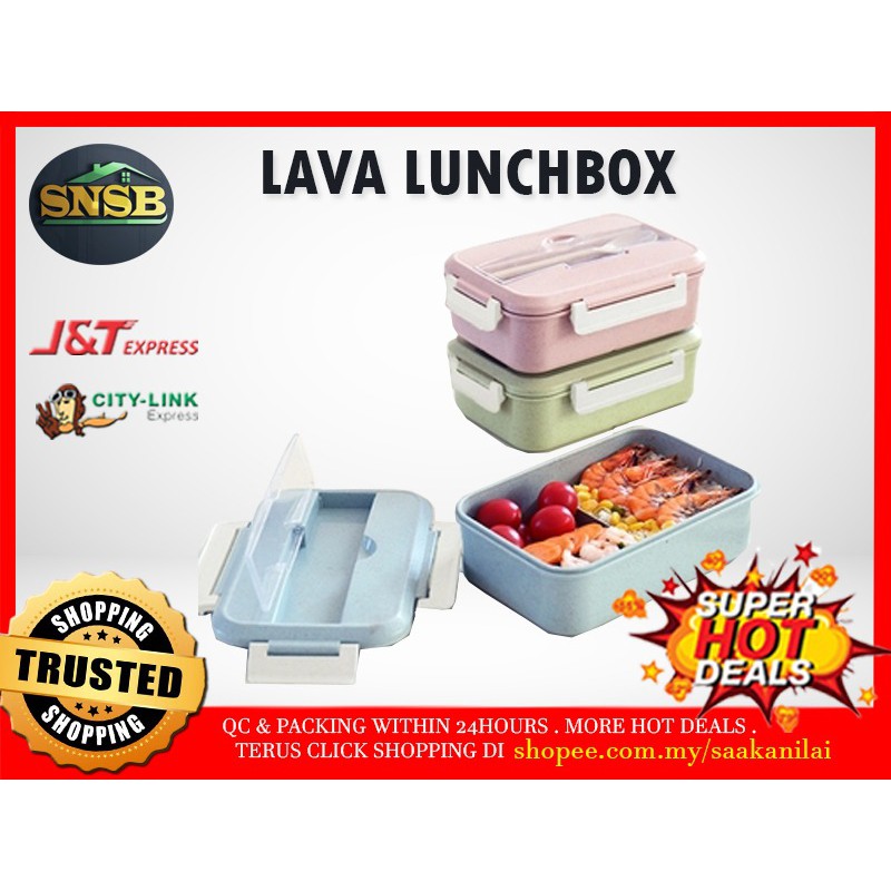 LAVA 2 Compartment Leak Proof Lunch Box With Fork & Spoon / Bekas ...