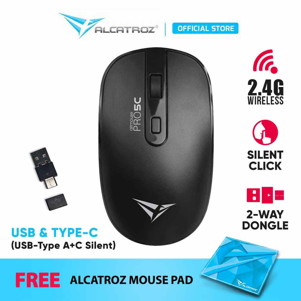 Alcatroz AirMouse Pro 5C Silent Click Wireless Mouse | 2.4G Wireless ...