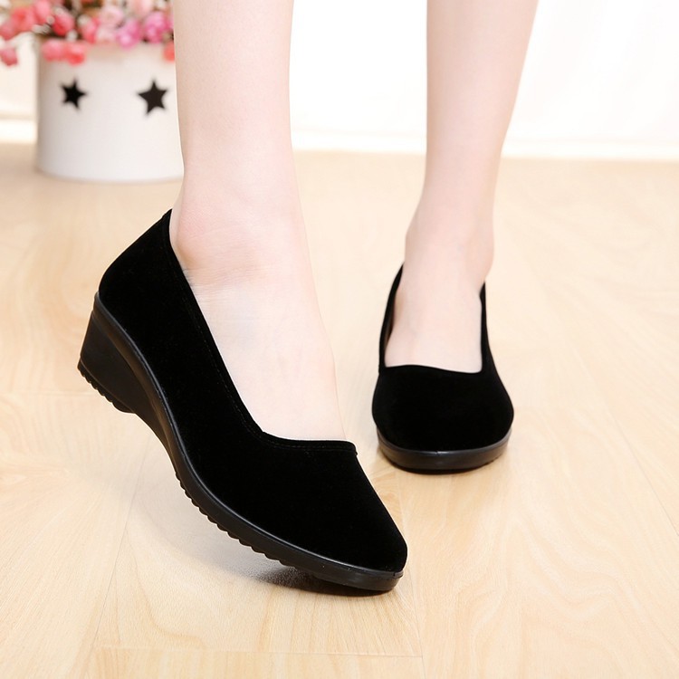 Office lady soft low heels black working formal shoe shoes | Shopee ...