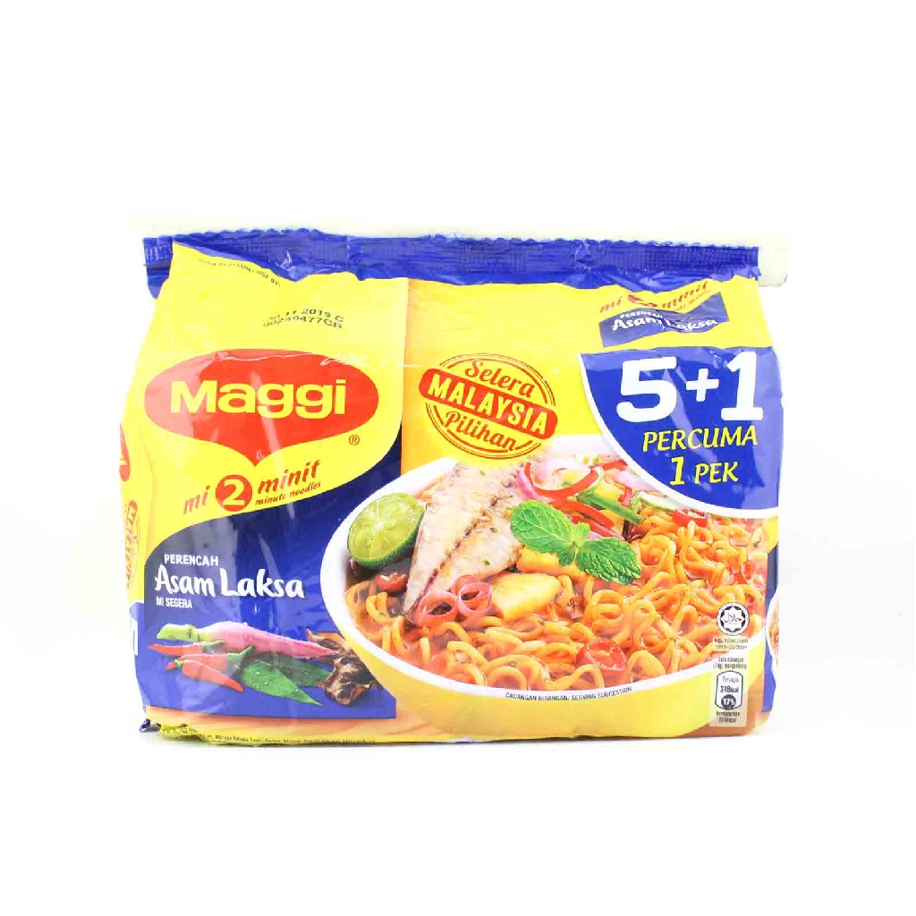 Maggi Instant Noodles FOC 5+1 - Asam Laksa (5 x 78g)