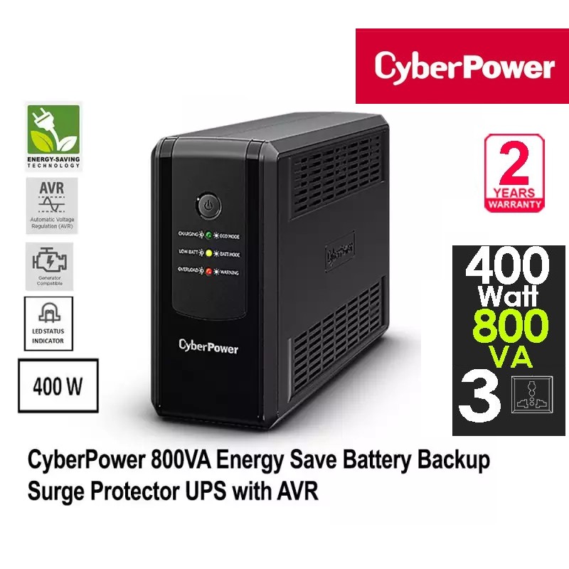 CYBER POWER UPS - UT800EG (800VA/400W) UPS Backup Battery Use for ...