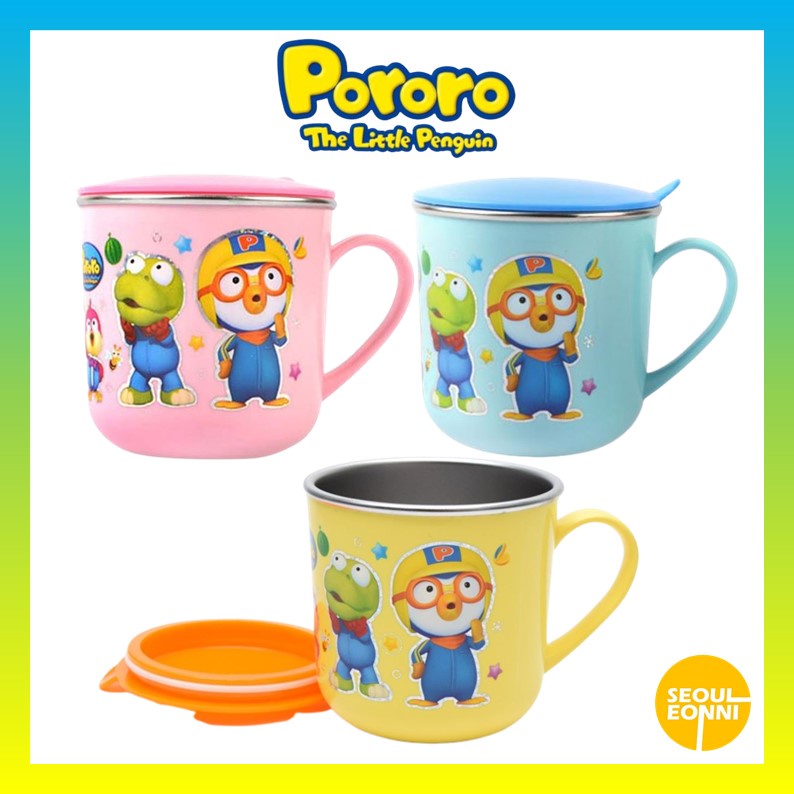[Pororo] Pororo Cup with Lid / Baby Kids Mug / Stainless Steel Children ...