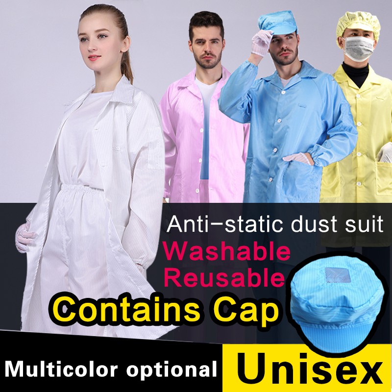 Esd Smock ppe Gown Washable Cleanroom Suit Anti Static White Lab Coat ...
