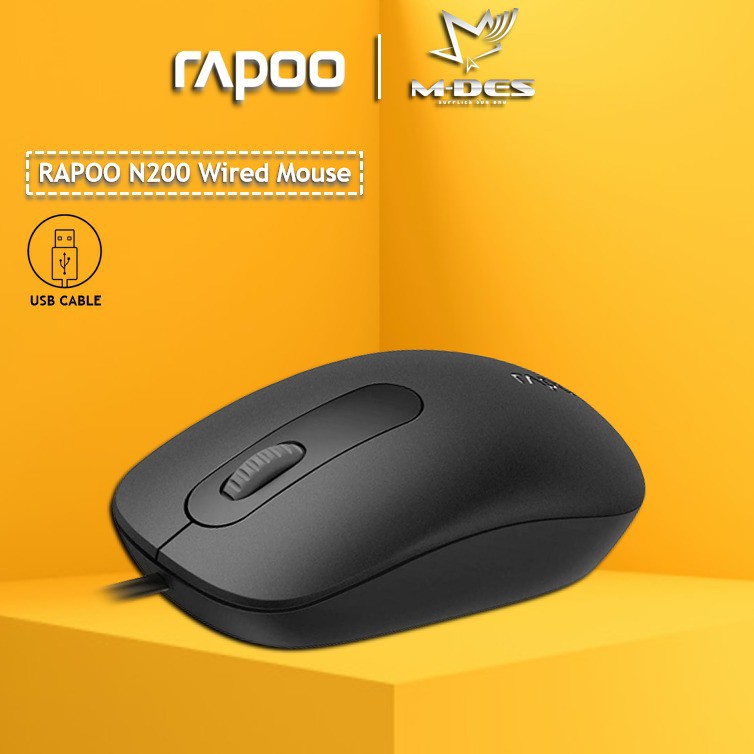 Rapoo N200 Optical Mouse Wired Mouse Black / 2.4Ghz Connection / 1000 ...