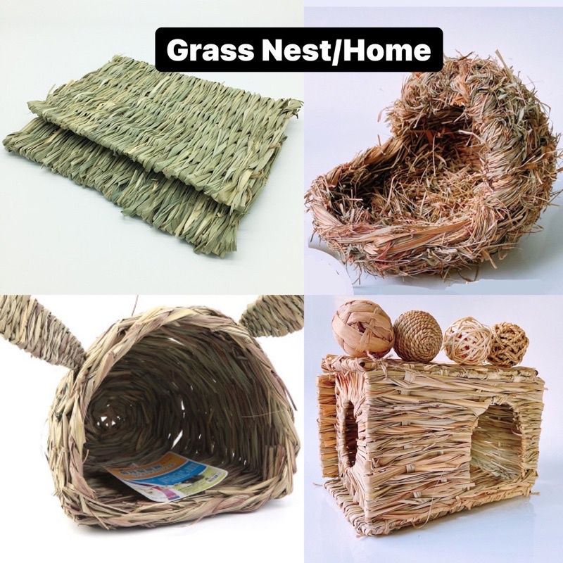 Natural Woven Rabbit Grass House Hamster Straw Grass Play Hay Bed House ...